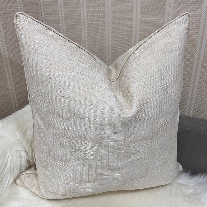Ivory Textured Designer Feather-Filled Cushion | Throw Pillow – Marco ...