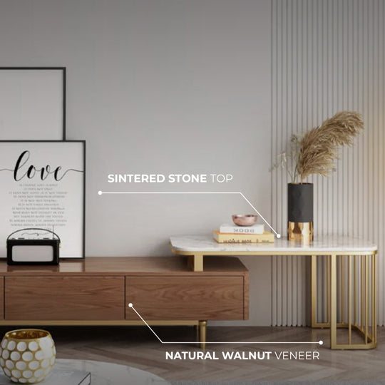 Modern Extendable Marble TV Unit | Low Line Entertainment Unit