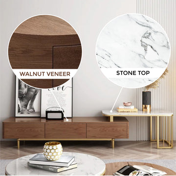 Modern Extendable Marble TV unit | Low Line Entertainment Unit in Australia