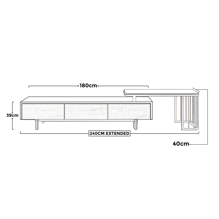 Modern Extendable Marble TV Unit | Low Line Entertainment Unit