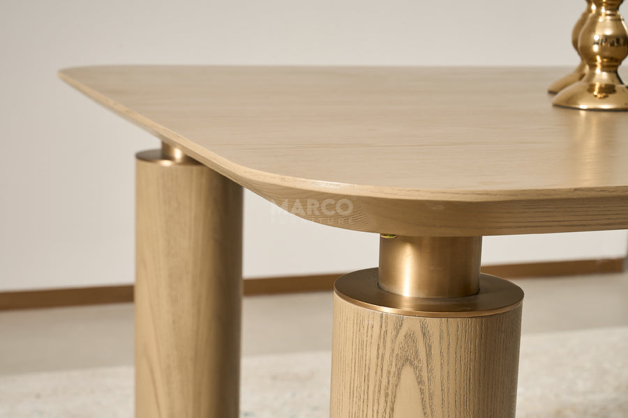 Bella Tavola Light Brown Ash Veneer Dining Table - 6 Seater