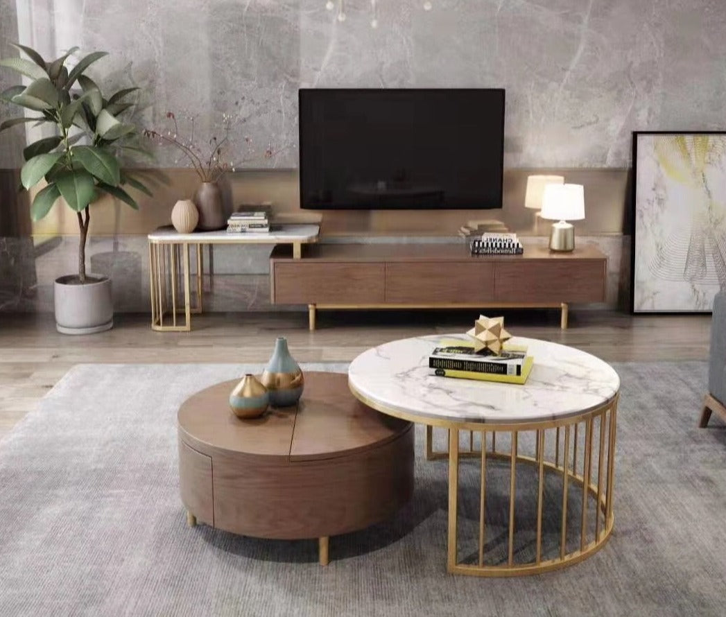 Modern Extendable Marble TV unit | Low Line Entertainment Unit in ...