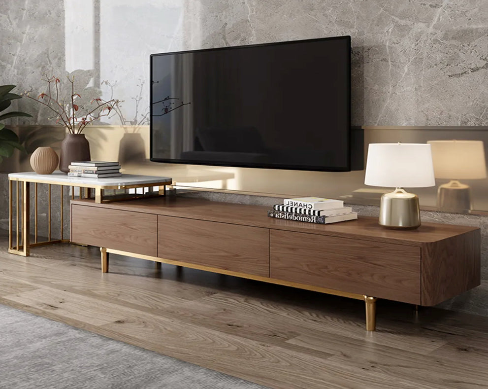 Modern Extendable Marble TV unit | Low Line Entertainment Unit in ...