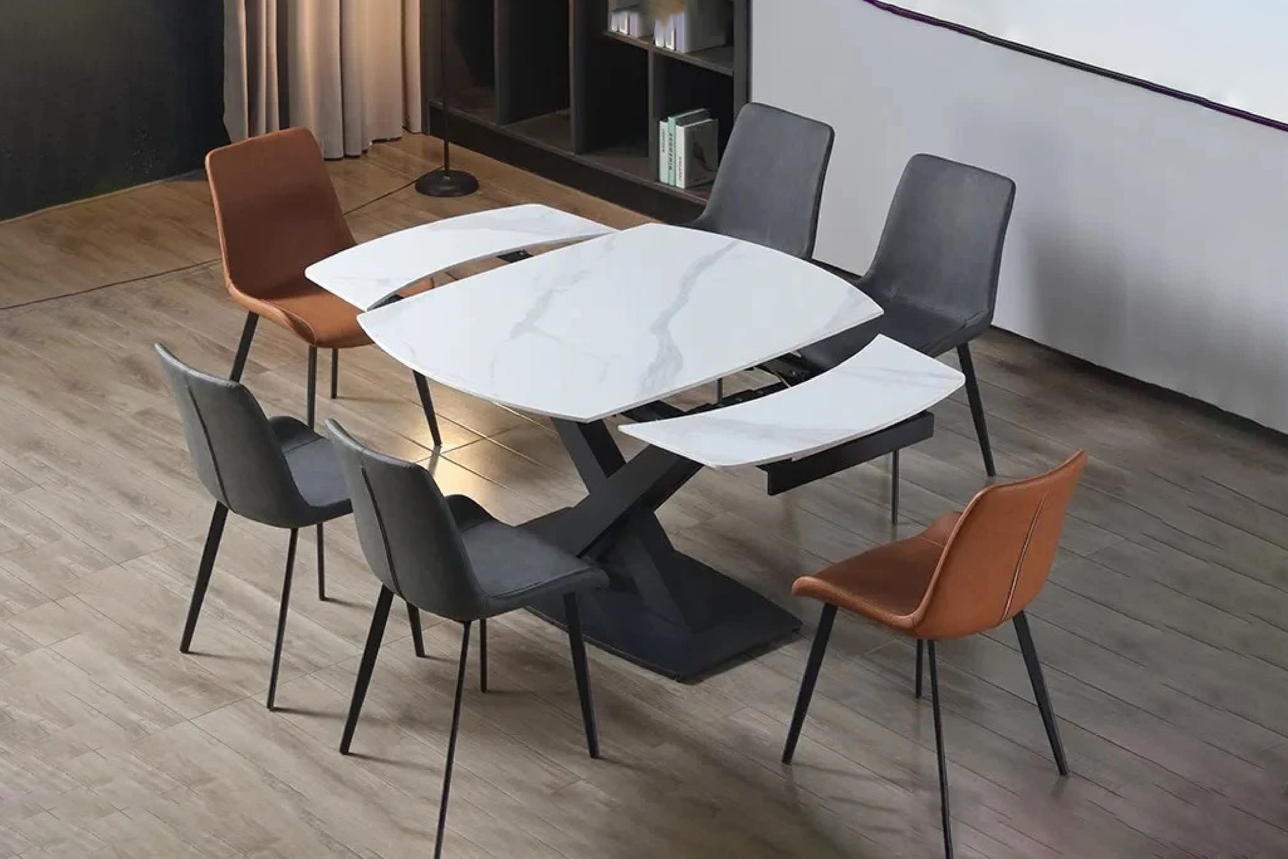 Eclipse Extendable Dining Table with White Sintered Stone Top