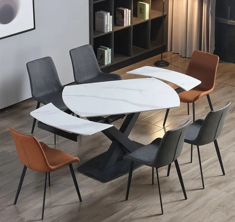 Eclipse Extendable Dining Table with White Sintered Stone Top