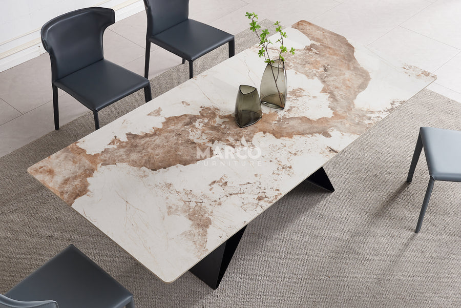 Ceramic Dining Table with Metal Base | Modern Dining Table