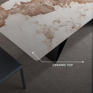 Ceramic Dining Table with Metal Base | Modern Dining Table