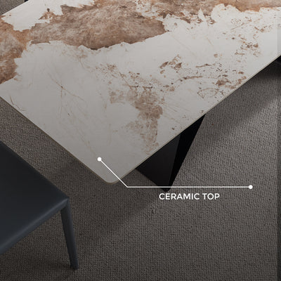 Ceramic Dining Table with Metal Base | Modern Dining Table