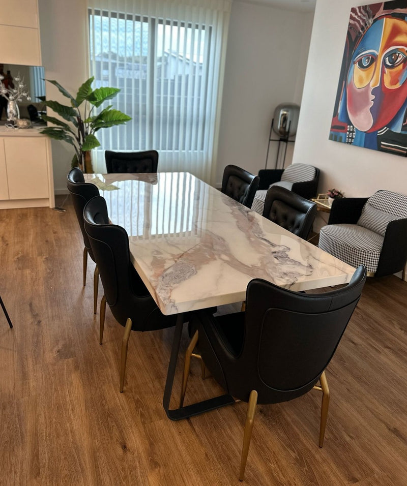 Montana Marble Dining Table with Stainless Steel Legs | Shop Now ...