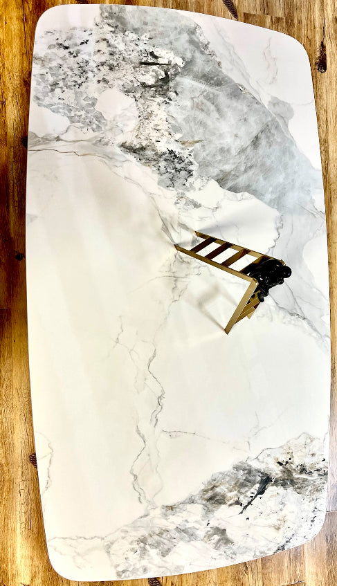 Harvey Modern Dining Table with Powder Coated Metal Legs – Marco Furniture