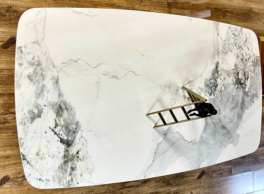 Harvey Modern Dining Table with Powder Coated Metal Legs – Marco Furniture